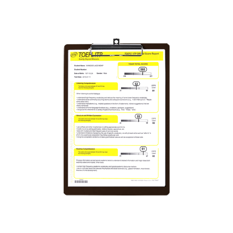 2ª via score TOEFL ITP® - TOEFLBR